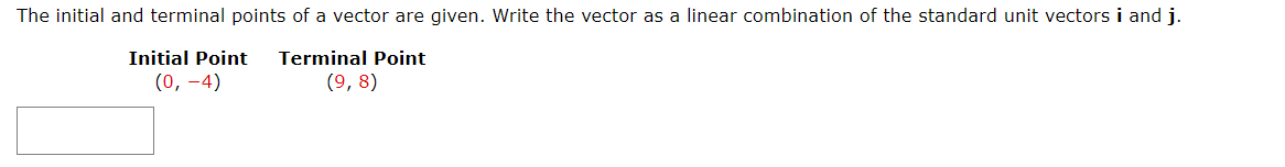 Solved The initial and terminal points of a vector are | Chegg.com