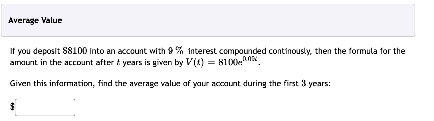 Solved If you deposit $8100 into an account with 9% interest | Chegg.com