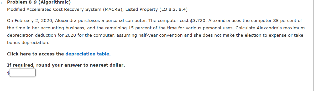 Solved n Problem 8-9 (Algorithmic) Modified Accelerated Cost | Chegg.com