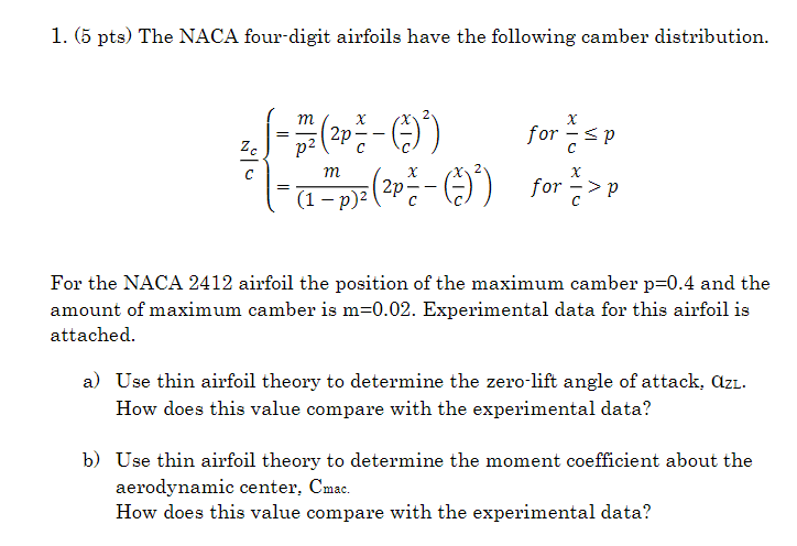 1. (5 pts) The NACA four-digit airfoils have the | Chegg.com