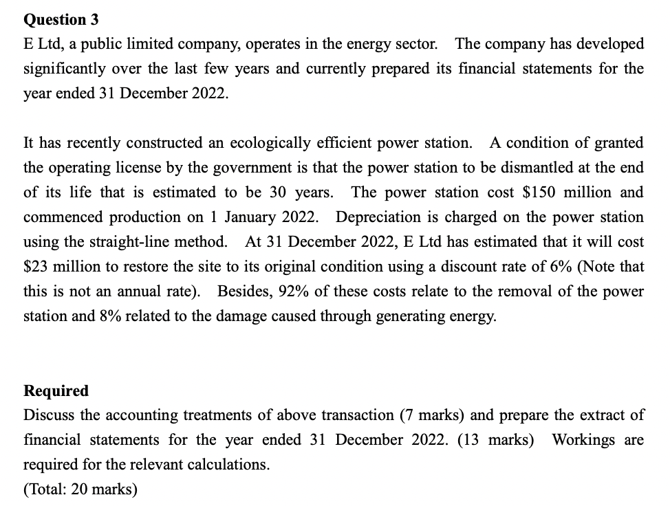 Solved E Ltd, a public limited company, operates in the | Chegg.com