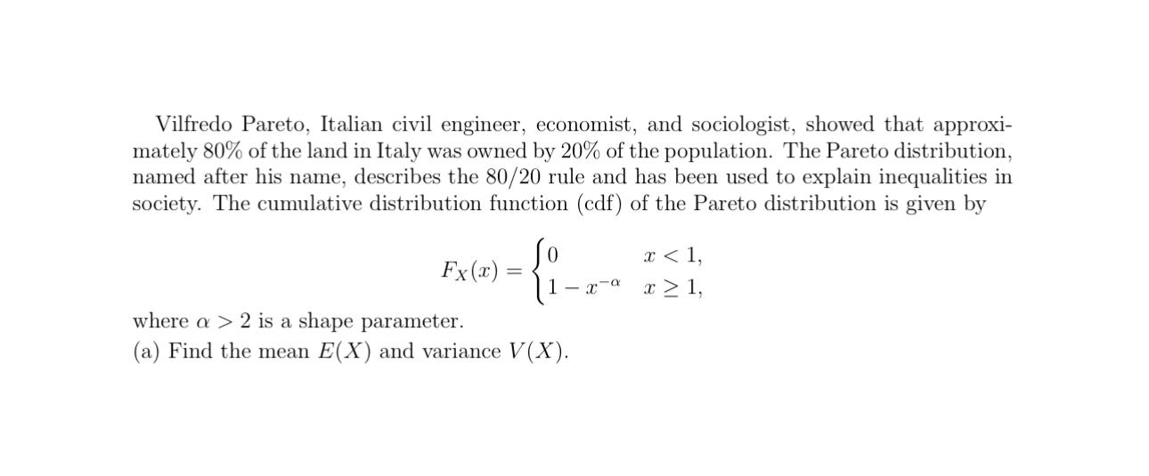 Solved Vilfredo Pareto, Italian civil engineer, economist, | Chegg.com