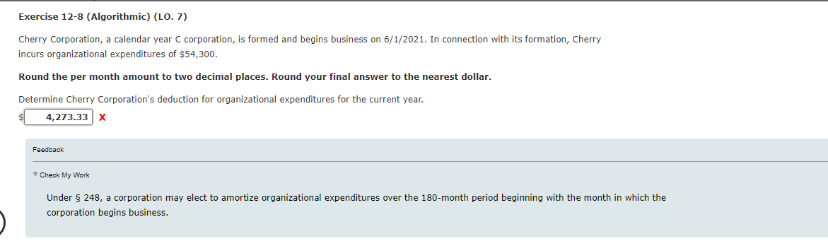 Solved Exercise 12-8 (Algorithmic) (LO. 7) Cherry | Chegg.com