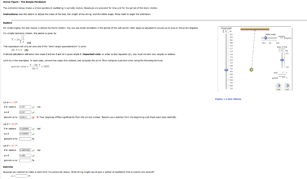 Solved all the percent errors and the exercise at the | Chegg.com