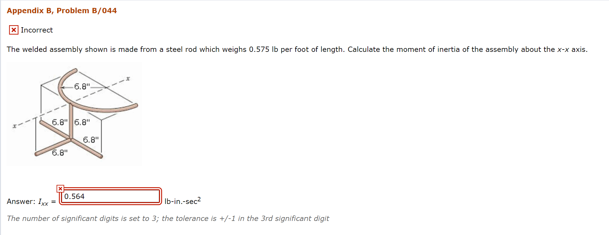 Solved Appendix B, Problem B/044 X Incorrect The welded | Chegg.com