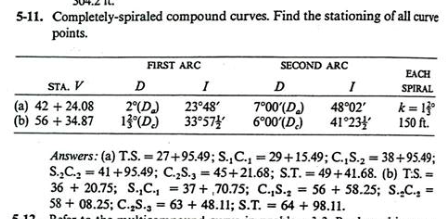 5-11. Completely-spiraled compound curves. Find the | Chegg.com