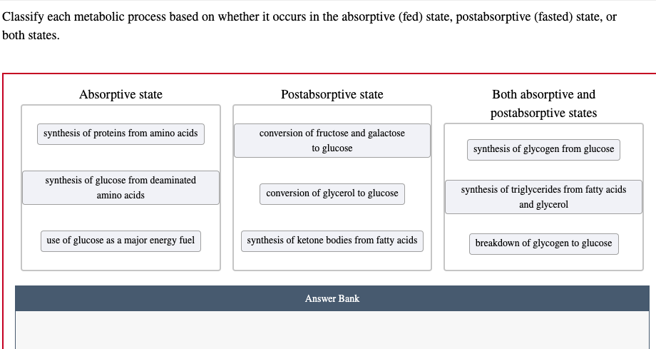 Solved Classify each metabolic process based on whether it | Chegg.com