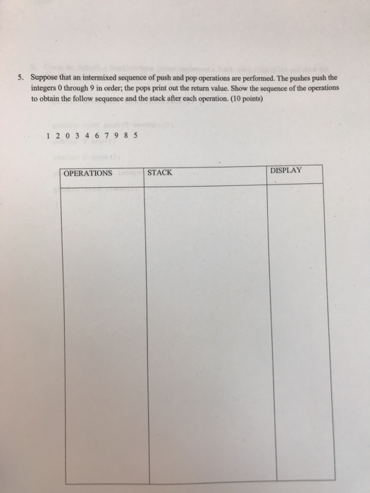 Solved 5. Suppose that an intermixed sequence of push and | Chegg.com