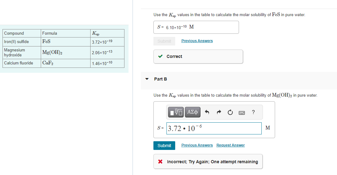 Use the Ksp sp values in the table to calculate the | Chegg.com