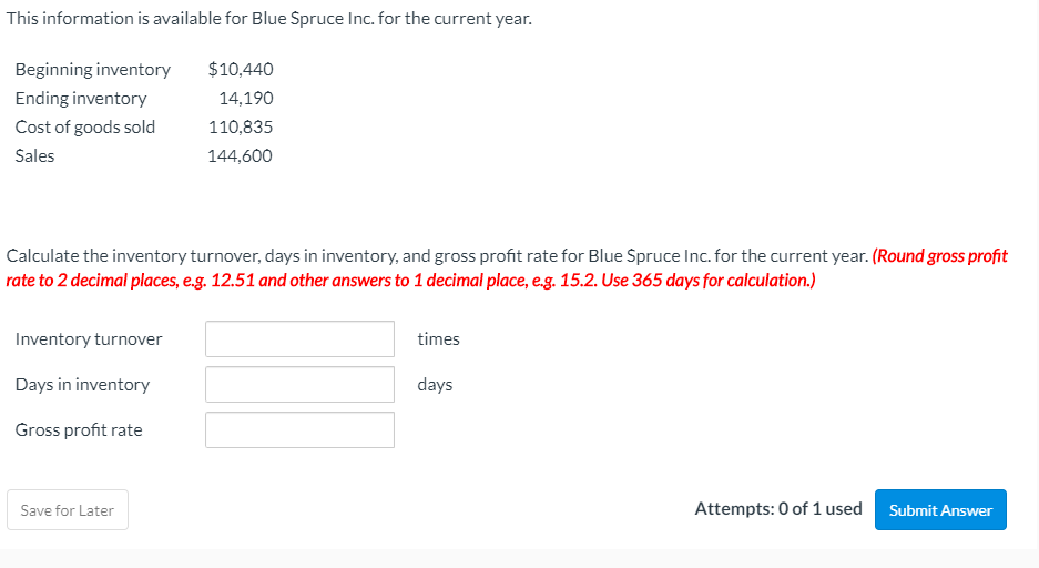 Solved This information is available for Blue Spruce Inc. | Chegg.com