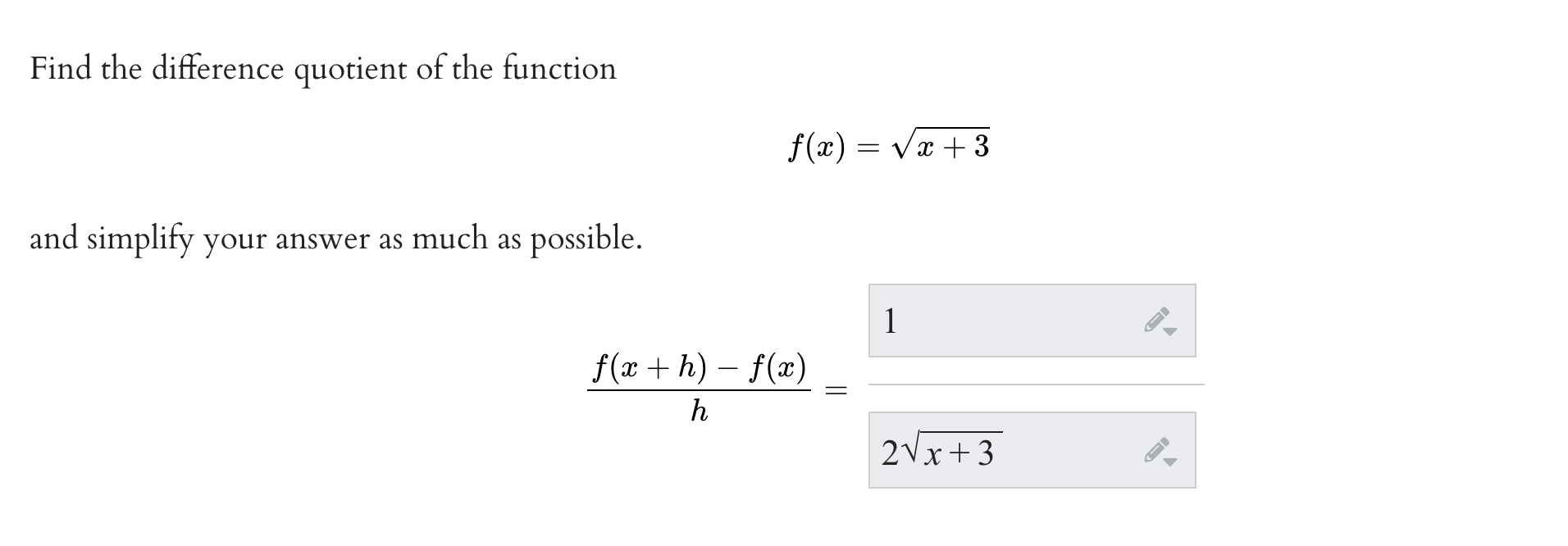 Solved Find the difference quotient of the function f(x)=x+3 | Chegg.com