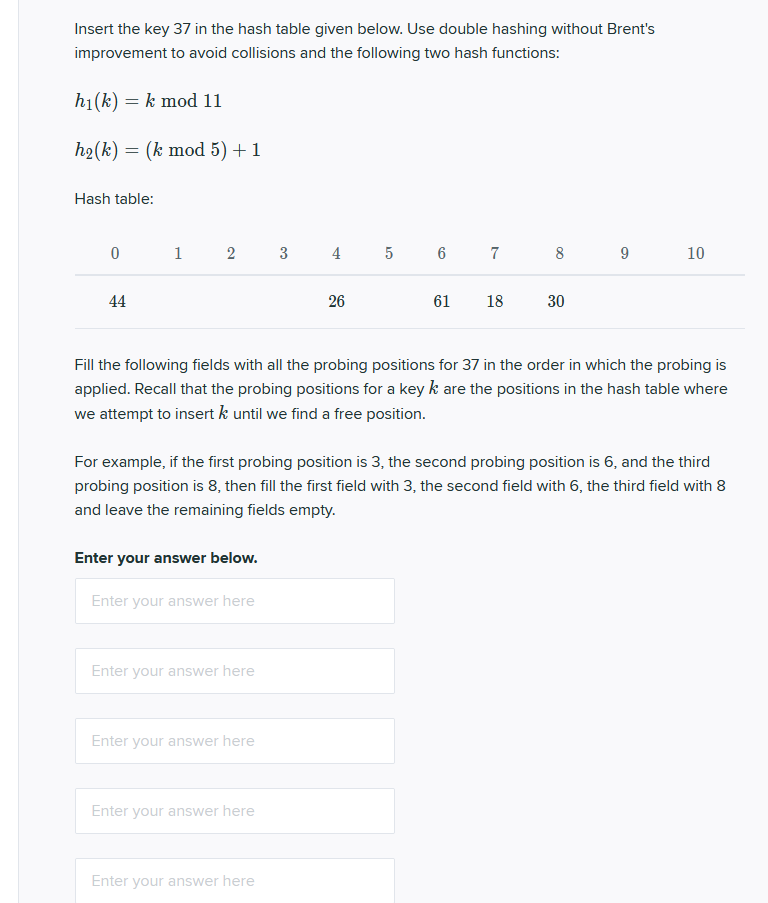 Solved Insert the key 37 in the hash table given below. Use | Chegg.com