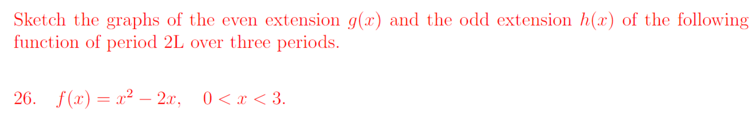 Solved Sketch the graphs of the even extension g(x) and the | Chegg.com
