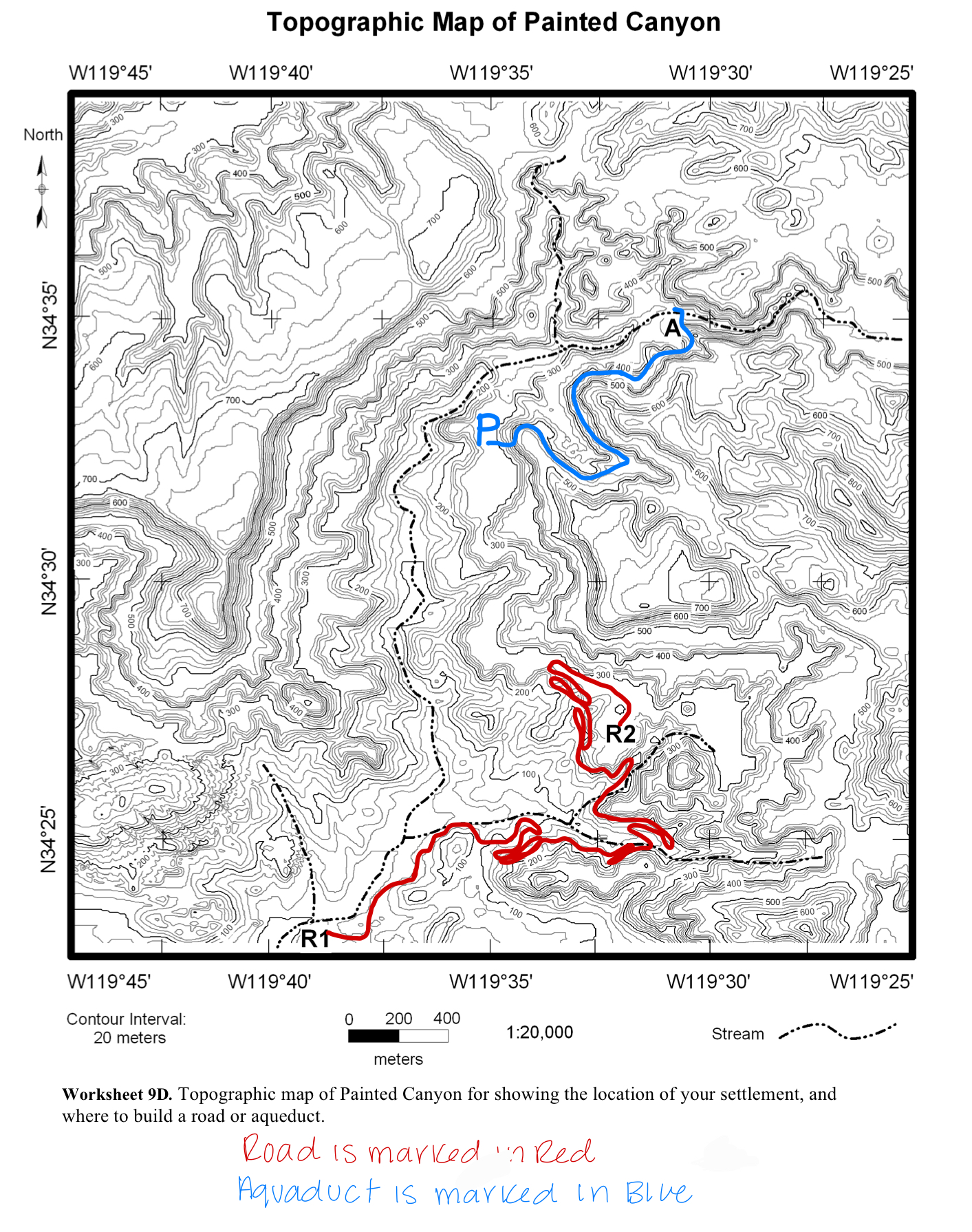 Solved Your map of Painted Canyon should include a road | Chegg.com