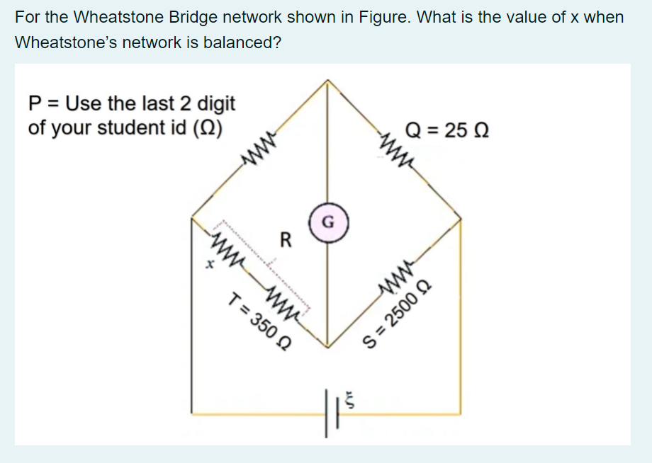 Solved For the Wheatstone Bridge network shown in Figure. | Chegg.com
