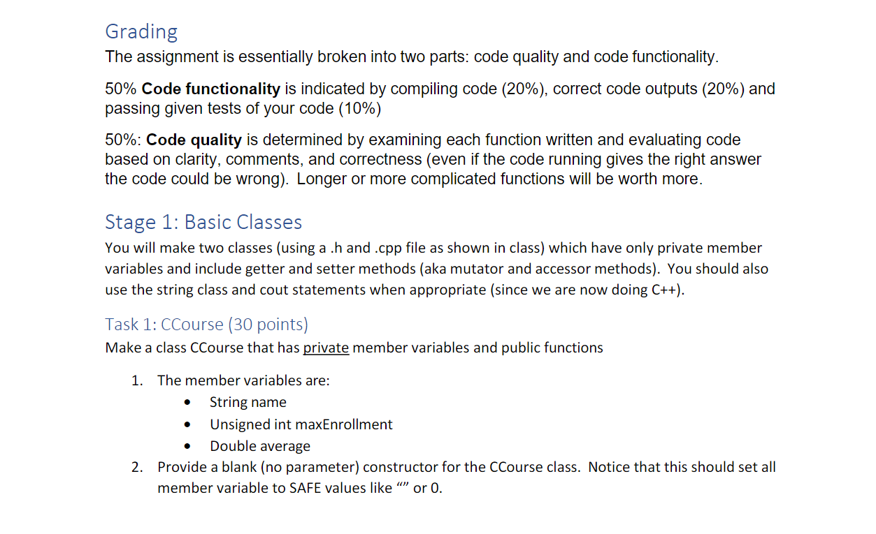 Solved Assignment Deliverables - You will make a CCourse | Chegg.com