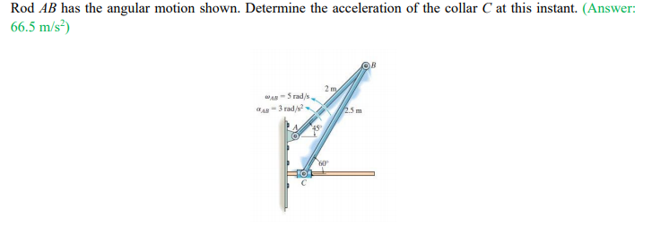 Solved Rod AB has the angular motion shown. Determine the | Chegg.com