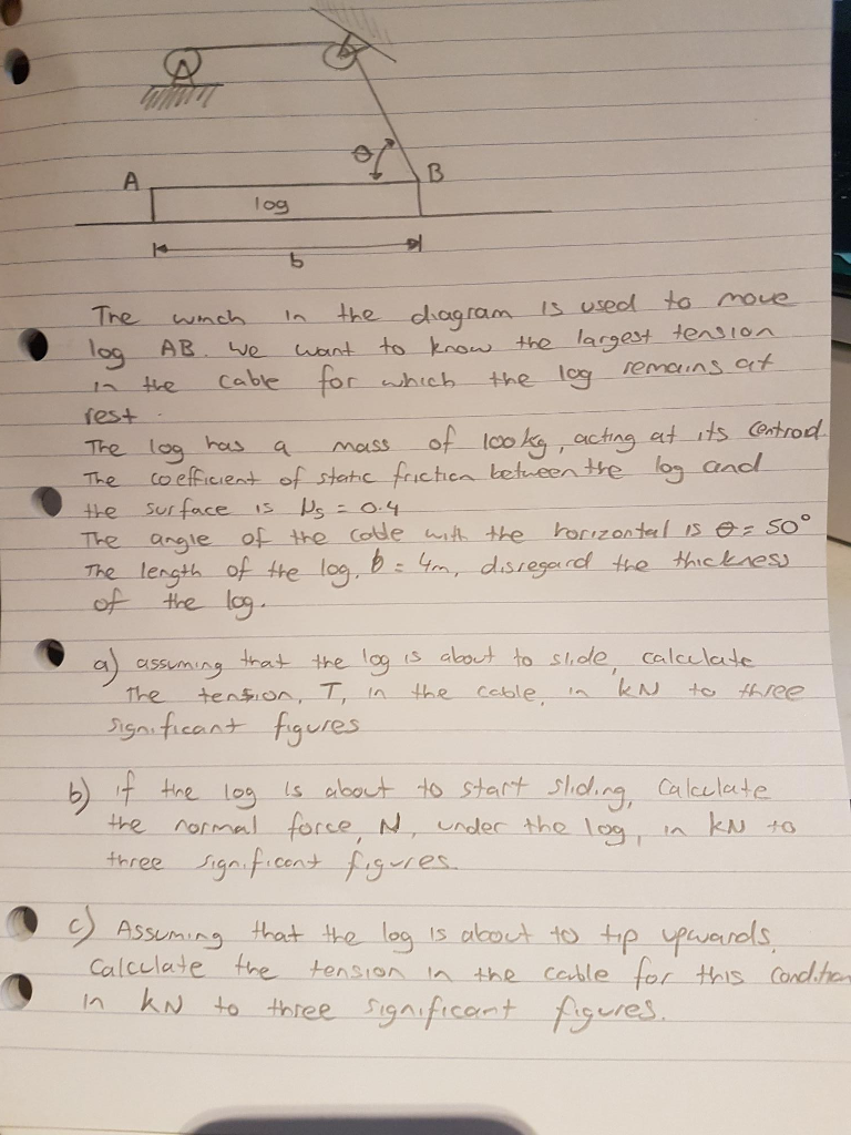 Solved los log AB ve cwend to ko the lasgest tenston tue | Chegg.com