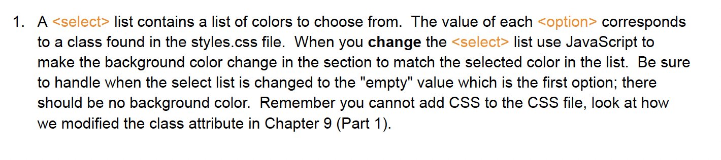 Solved 1. A list contains a list of colors to | Chegg.com