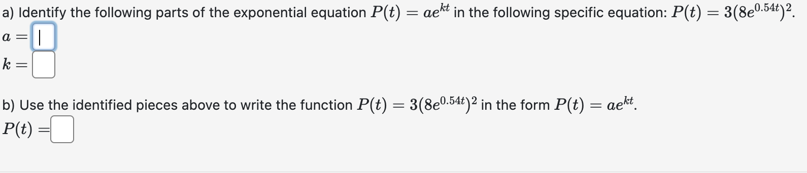 Solved a) Identify the following parts of the exponential | Chegg.com