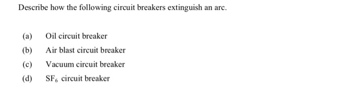 Solved Describe how the following circuit breakers | Chegg.com