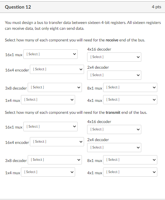Solved Question 12 4 pts You must design a bus to transfer | Chegg.com