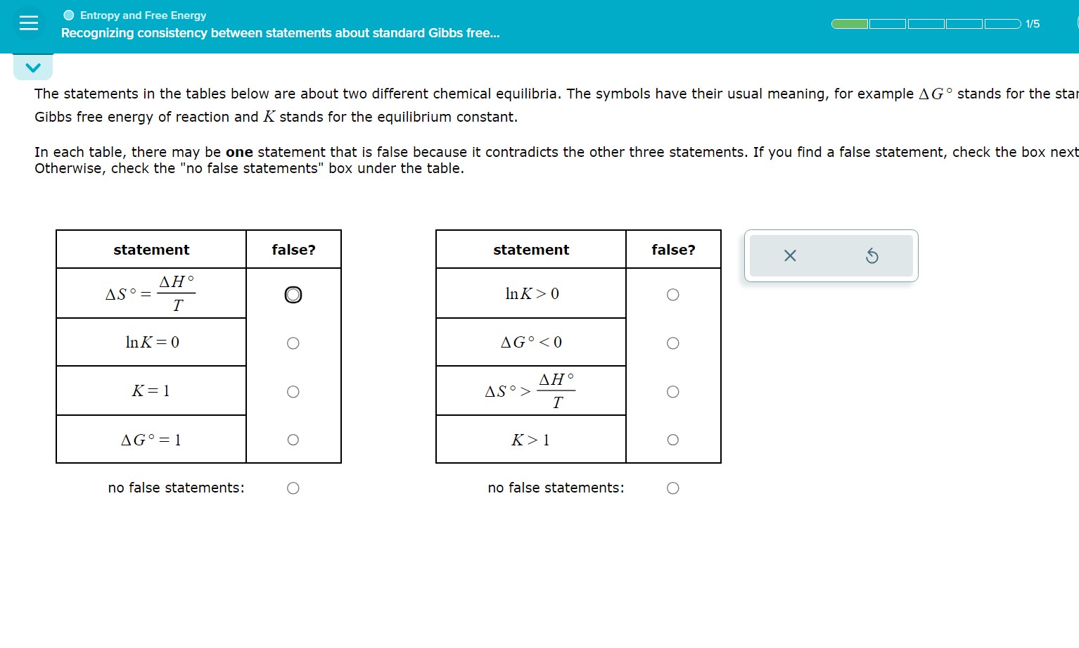 Solved The statements in the tables below are about two | Chegg.com