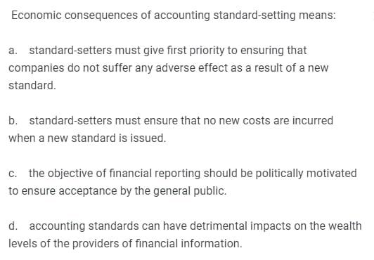 Solved Economic consequences of accounting standard-setting | Chegg.com