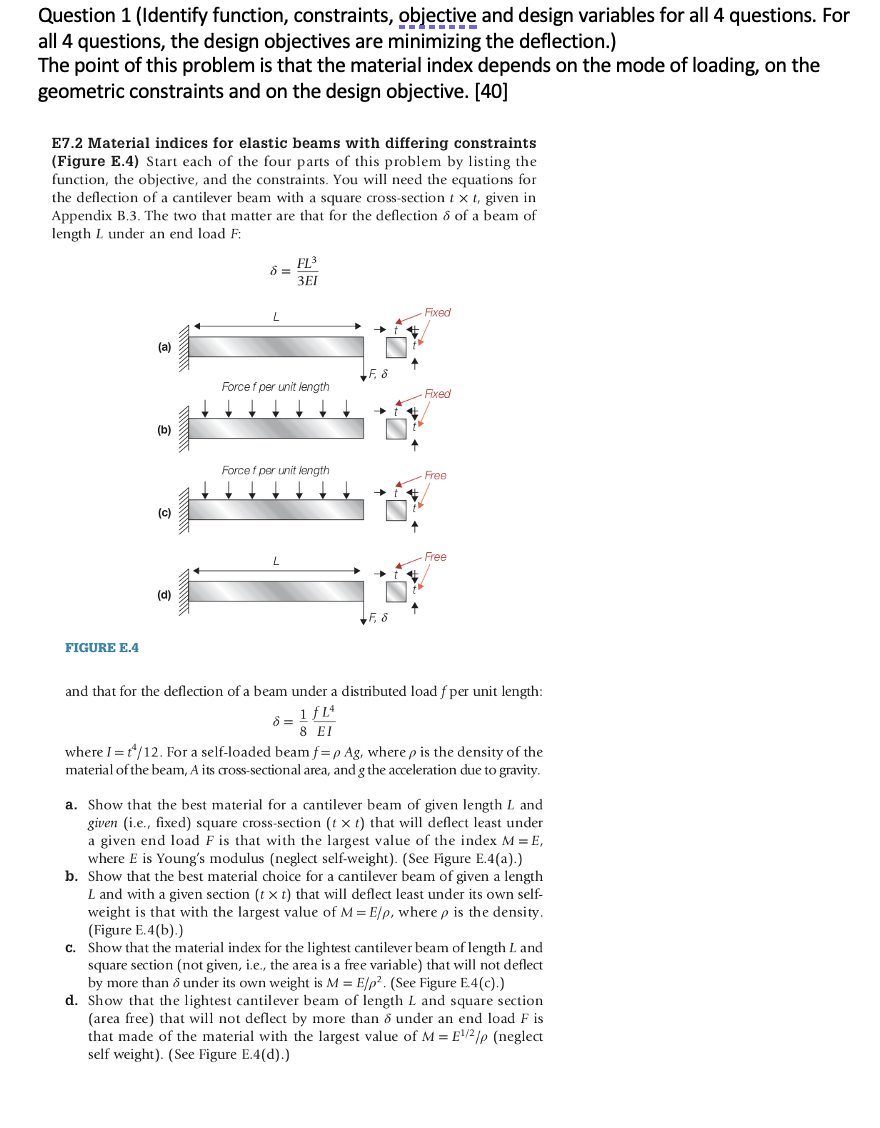 Solved Question 1 (Identify function, constraints, objective | Chegg.com