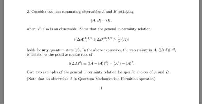 Solved 2. Consider two non-commuting observables A and B | Chegg.com