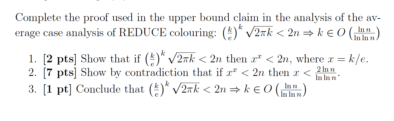 Solved Complete the proof used in the upper bound claim in | Chegg.com