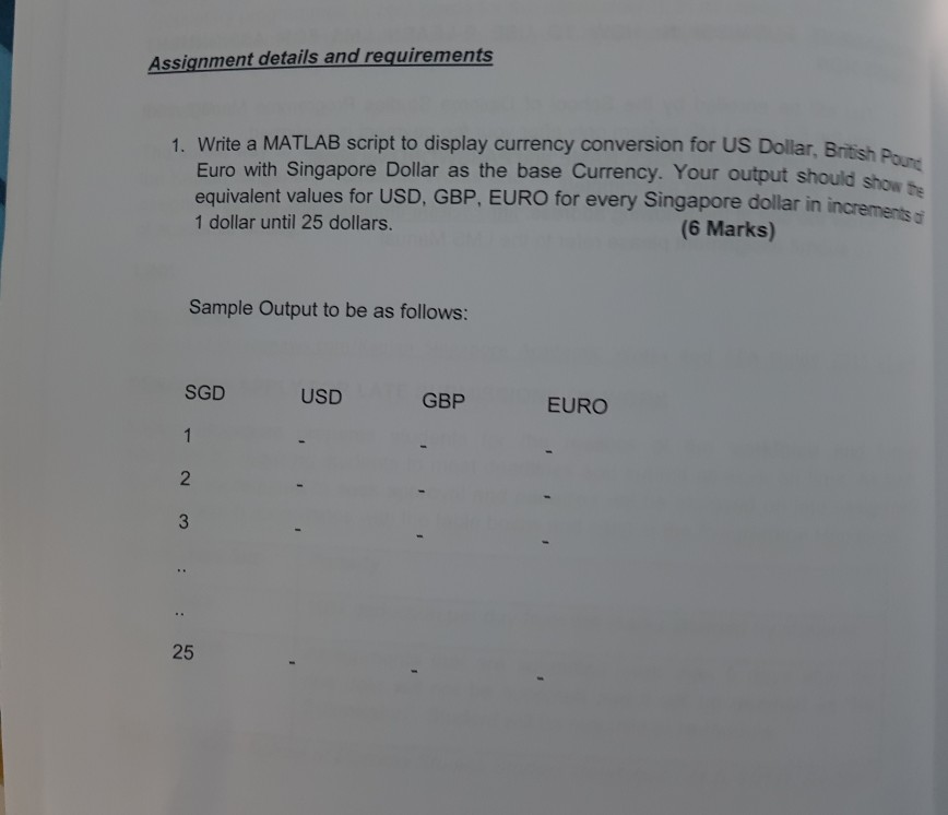 Solved Assignment Details And Requirements 1 Write A Matlab