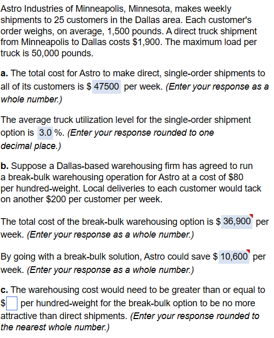 Solved Astro Industries of Minneapolis, Minnesota, makes | Chegg.com