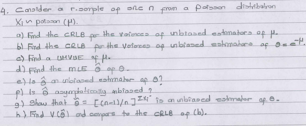 Solved Consider a random sample of ﻿size n ﻿from poisson | Chegg.com