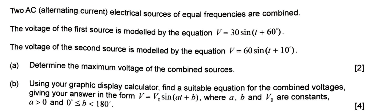 Two AC (alternating current) ﻿electrical sources of | Chegg.com