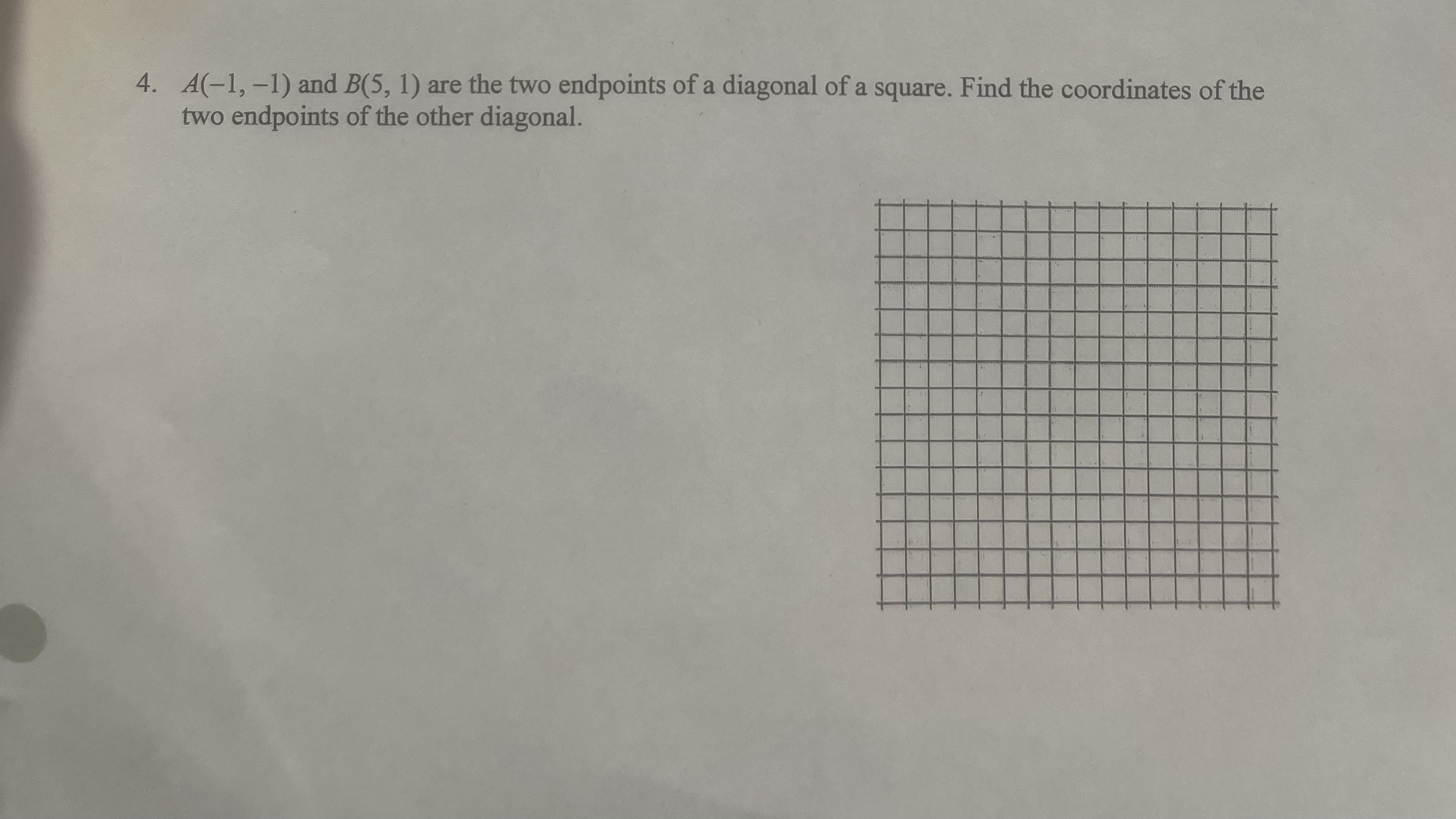 Solved A(−1,−1) and B(5,1) are the two endpoints of a | Chegg.com