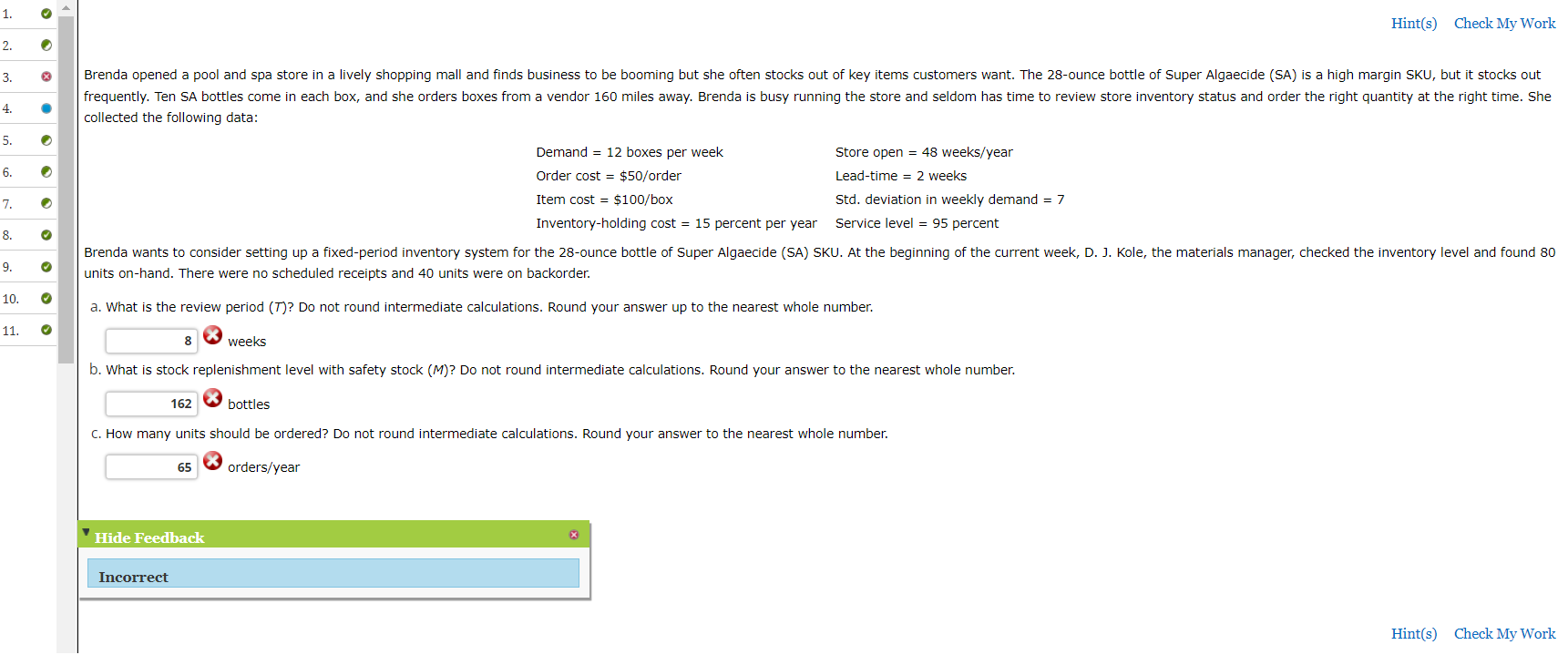 Solved collected the following data: units on-hand. There | Chegg.com