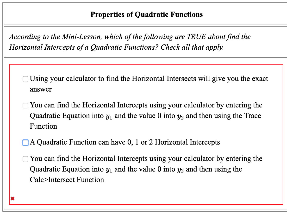 Solved Properties of Quadratic Functions According to the | Chegg.com