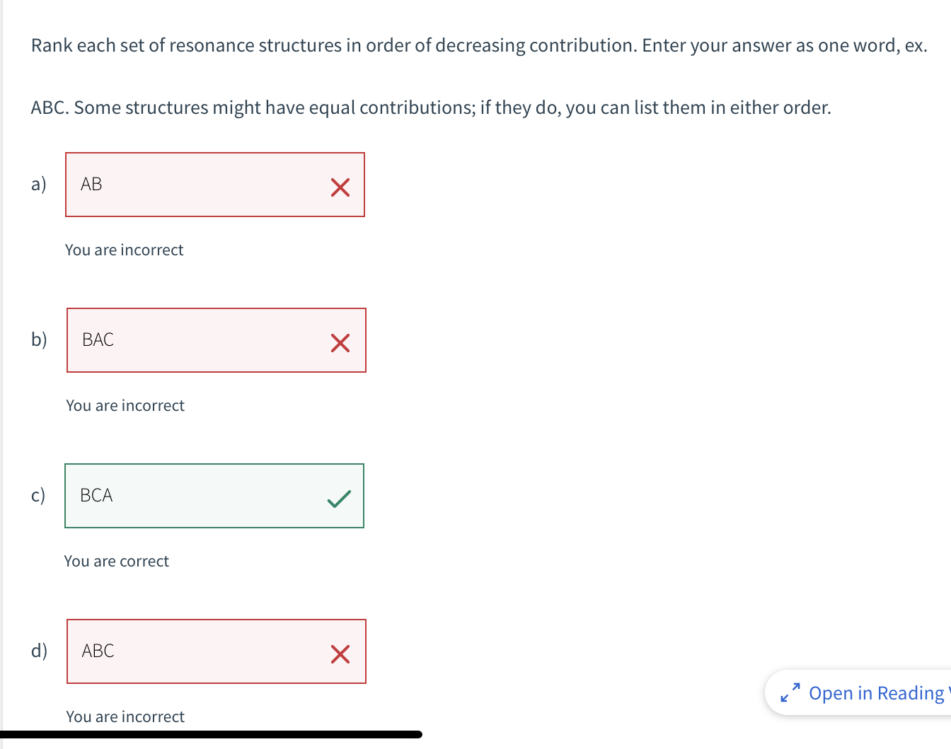 Solved A B A B C A B CRank each set of resonance structures | Chegg.com