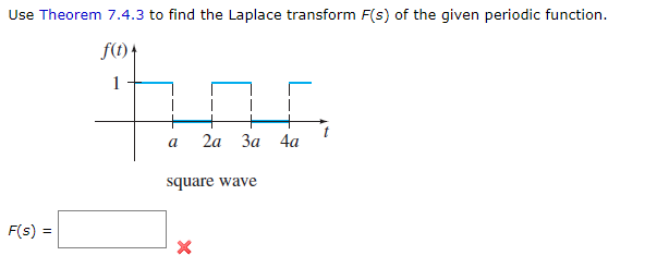 Solved Use Theorem 7.4.3 to find the Laplace transform F(s) | Chegg.com