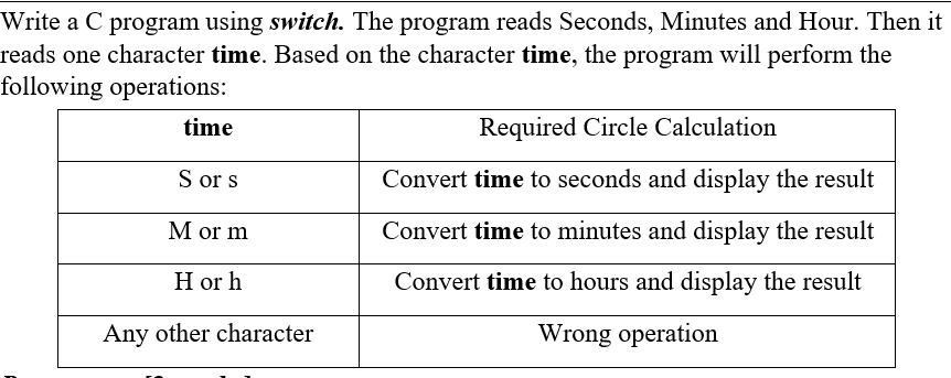 Solved Write a C program using switch. The program reads | Chegg.com