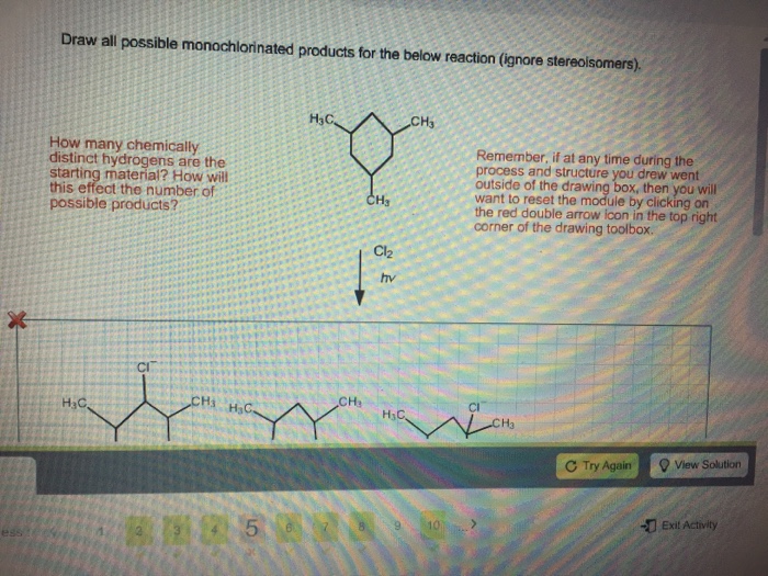 Solved Draw all possible monochlorinated products for the | Chegg.com