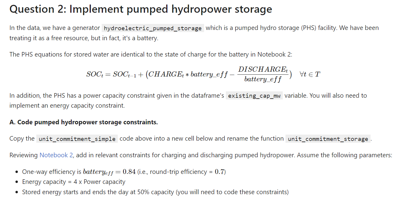 Solved This Notebook builds on the unit commitment model | Chegg.com