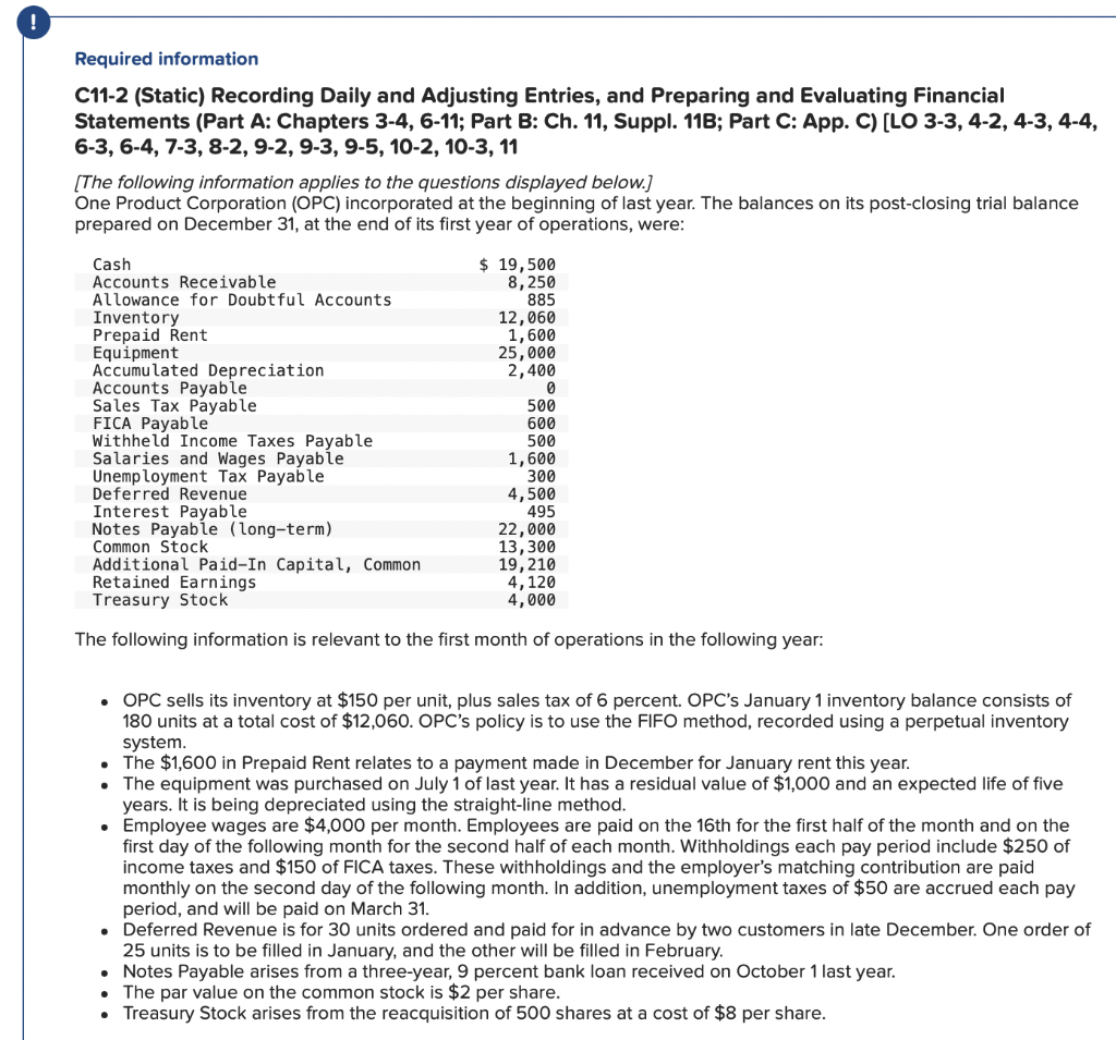 C11-2 (Static) Recording Daily and Adjusting Entries, | Chegg.com