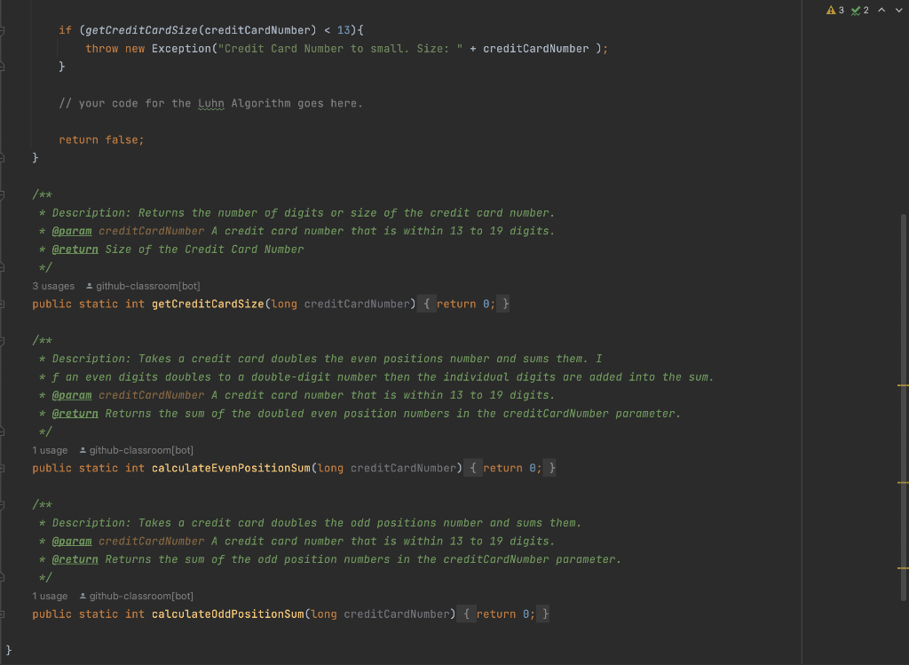 Solved Complete the methods in the CreditCardValidation.java | Chegg.com