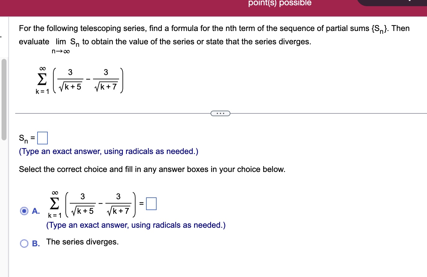 Solved For the following telescoping series, find a formula | Chegg.com