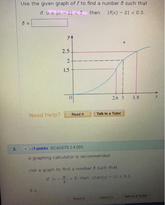 Solved Use the given graph off to find a number δ such that | Chegg.com