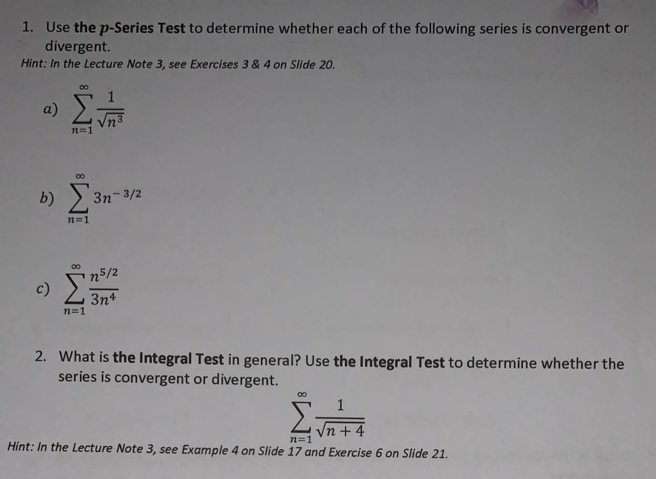 Solved 1. Use the p-Series Test to determine whether each of | Chegg.com