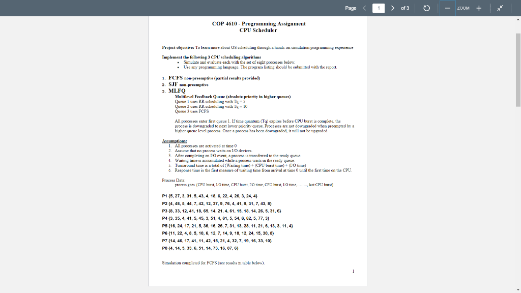 Page 1 of 3 0 - 20CM + COP 4610 - Programming | Chegg.com
