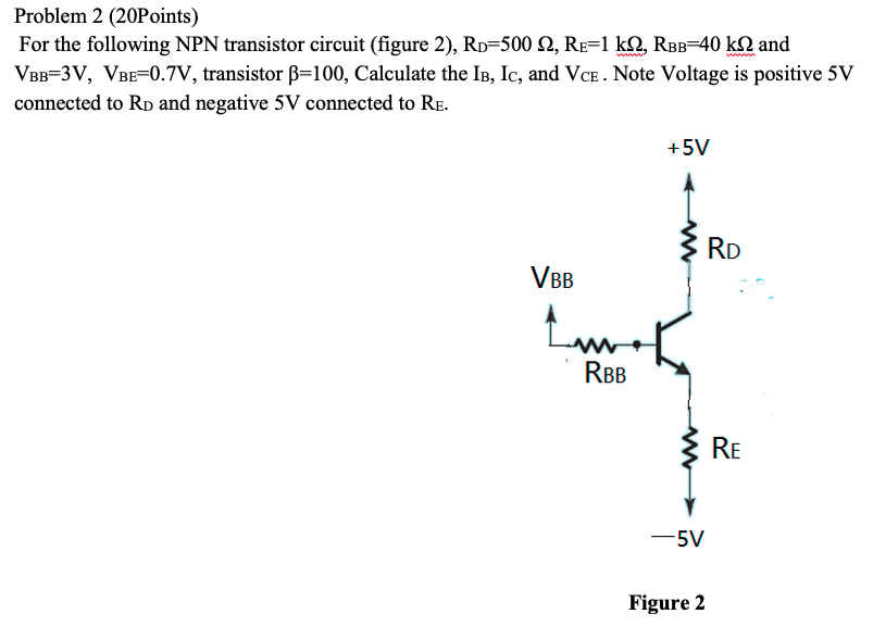 Solved Problem 2 (20Points) For the following NPN transistor | Chegg.com